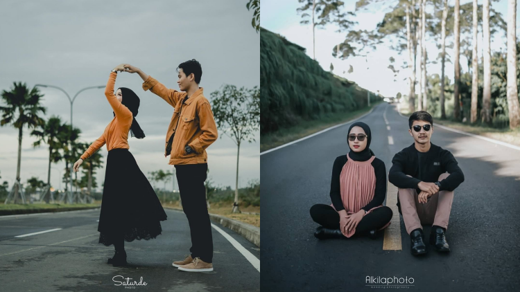 7 Pose Prewedding Estetik di Tengah Jalan Raya yang Lengang. Udah ...
