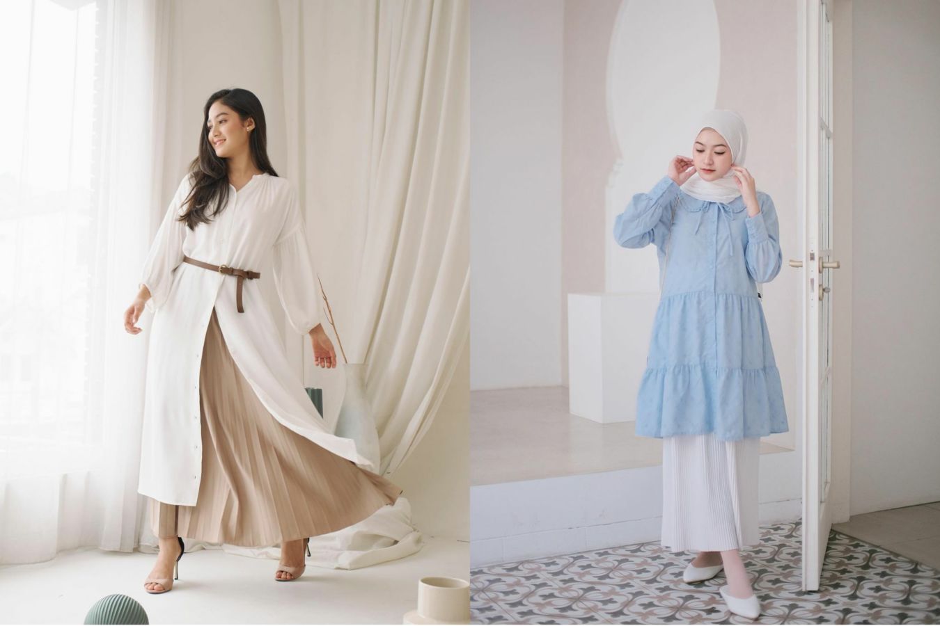 10 Ootd Tunik dan Rok Plisket Polos, Super Cantik!