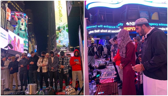 Ratusan Umat Muslim Gelar Salat Tarawih di Times Square, New York Ratusan Umat Muslim Gelar Salat Tarawih di Times Square, New York