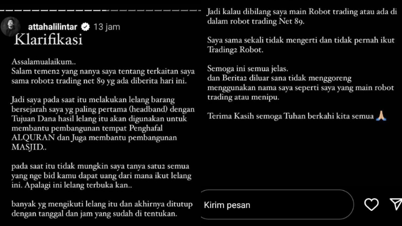 Atta Halilintar Angkat Bicara Usai Namanya Terseret Kasus Robot Trading Atta Halilintar Angkat Bicara Usai Namanya Terseret Kasus Robot Trading