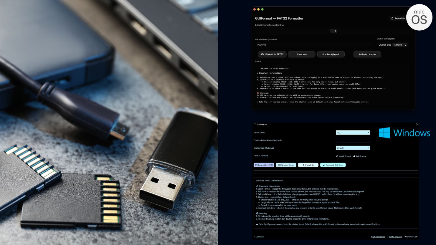 GUIFormat: Cara Praktis Format FAT32 untuk SD Card dan Flash Drive di Windows & Mac